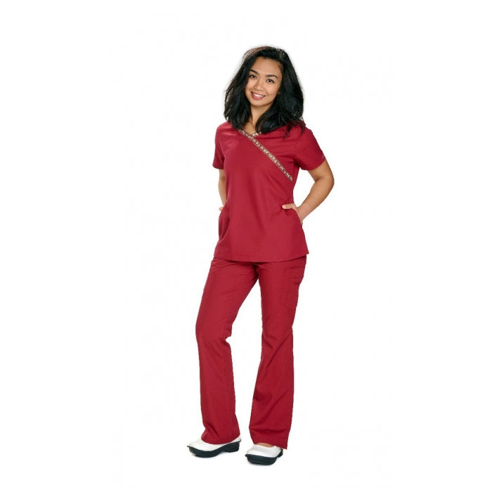 1703 - DIAMOND SHAPED RIBBON NECKLINE SCRUB SET – Reina Scrubs