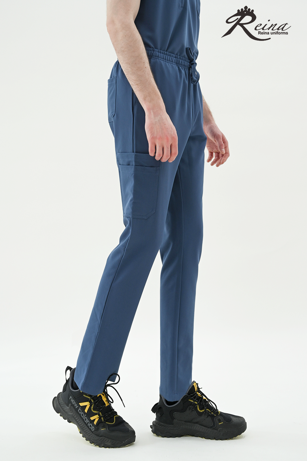 61006 - MEN'S 6 POCKET ELASTIC DRAWSTRING STRETCH SLIM CARGO SCRUB PAN ...